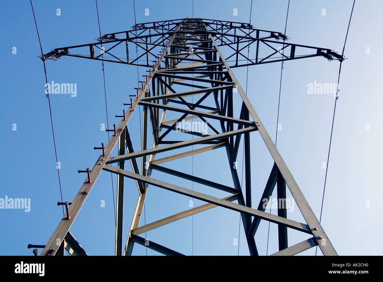 power pole of a high tension line Stock Photo - Alamy