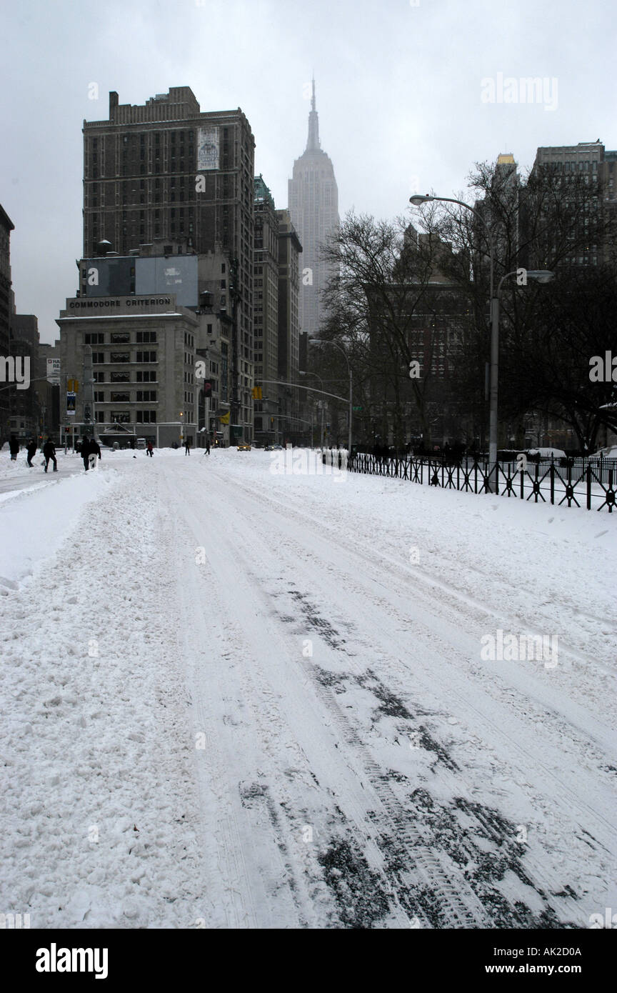 A snow covered road in Manhattan Stock Photo - Alamy