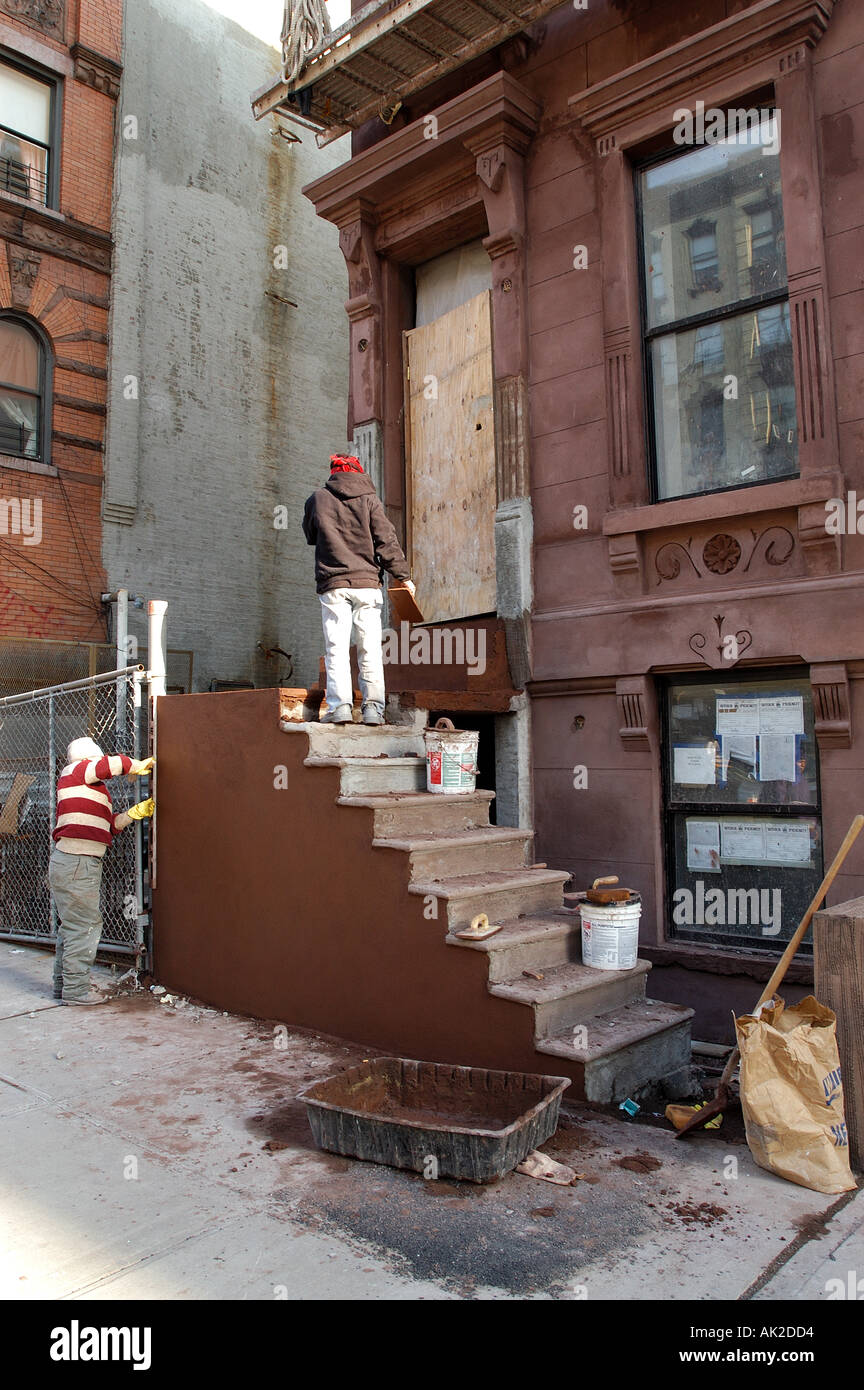 NY Harlem building street scene vertical Stock Photo - Alamy