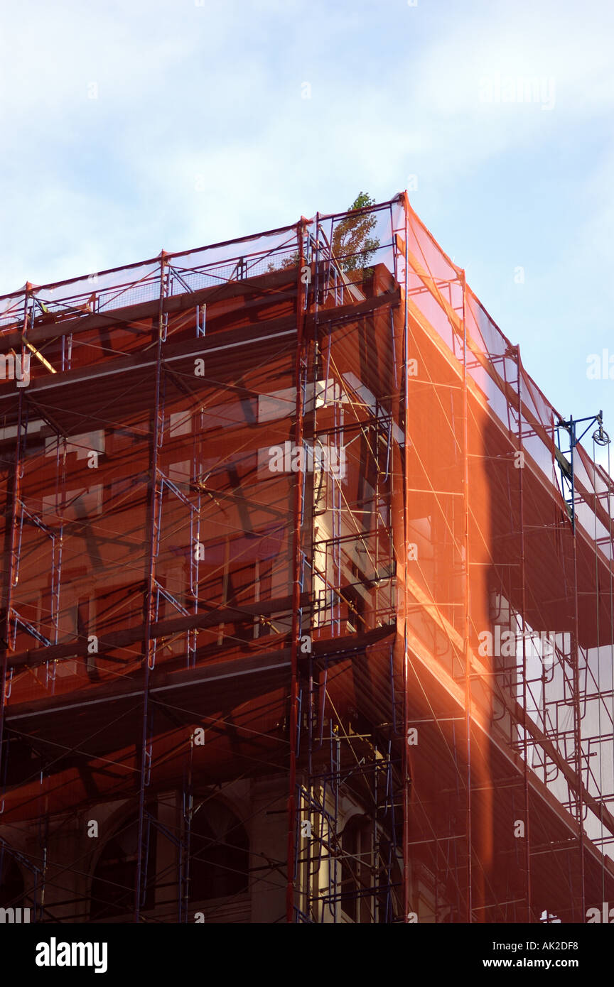NY highrise high rise high rise scaffolding partial vertical Stock ...