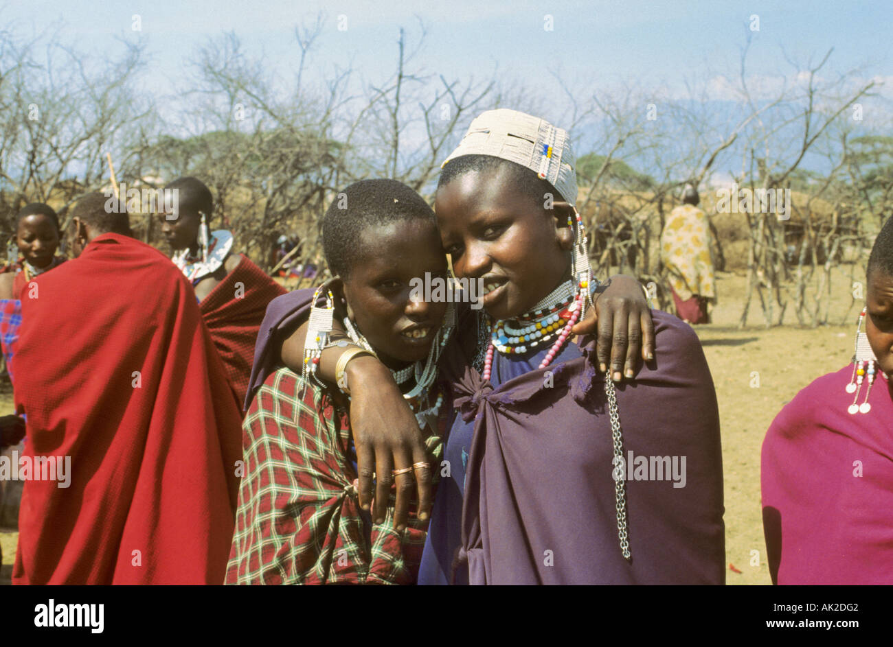 Young Maasai women, dressed for a wedding. In Maasai Mara, Kenya Stock ...