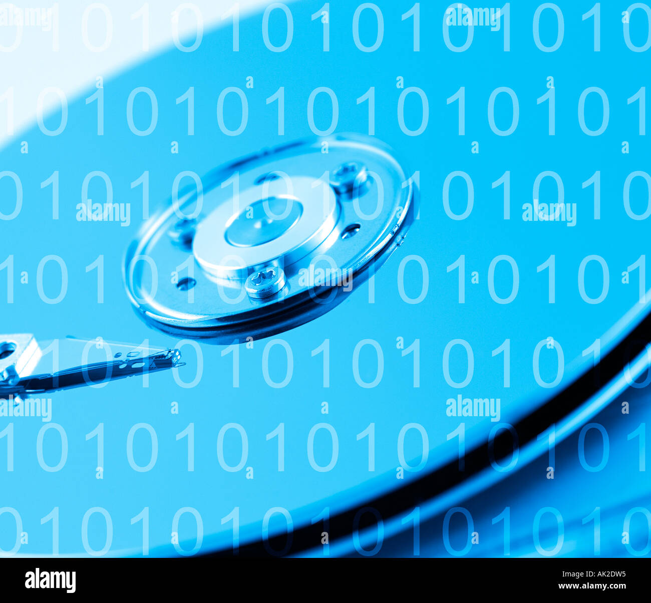Computer Hard Disk Drive with Binary Numbers Close Up Stock Photo - Alamy