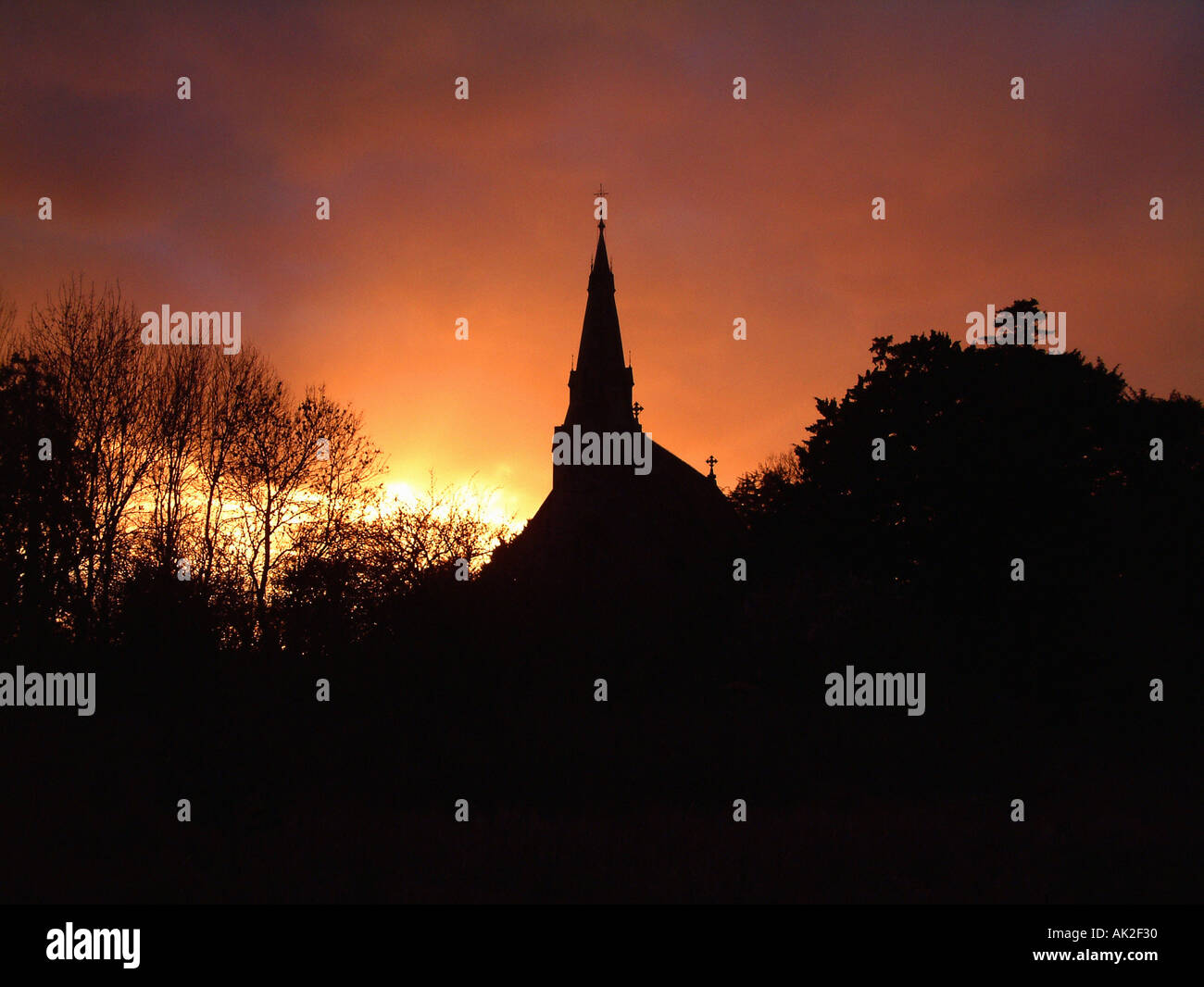 Gothic Church Spire at Dusk Stock Photo - Alamy