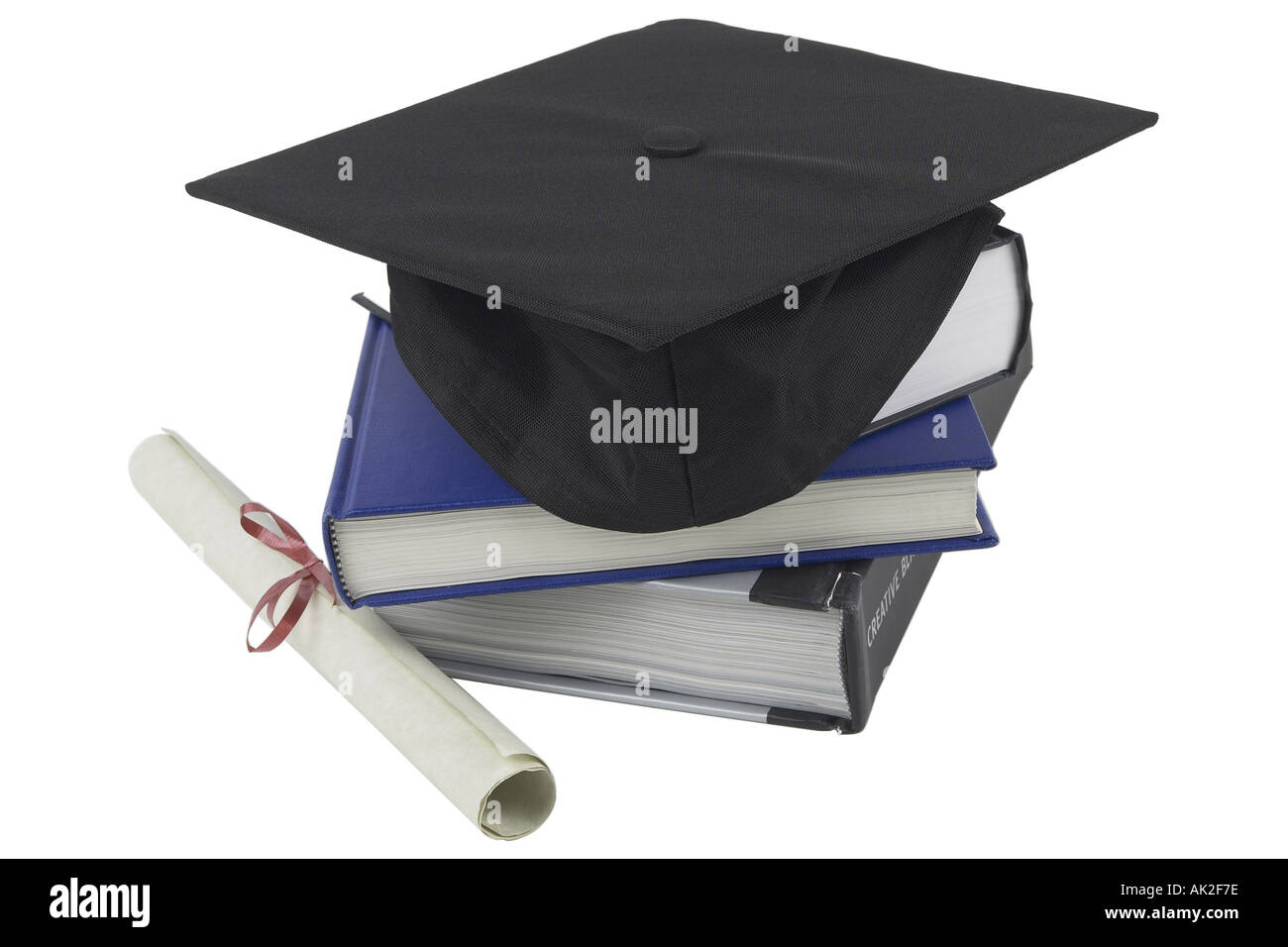 Mortar Board diploma Books BE Stock Photo - Alamy