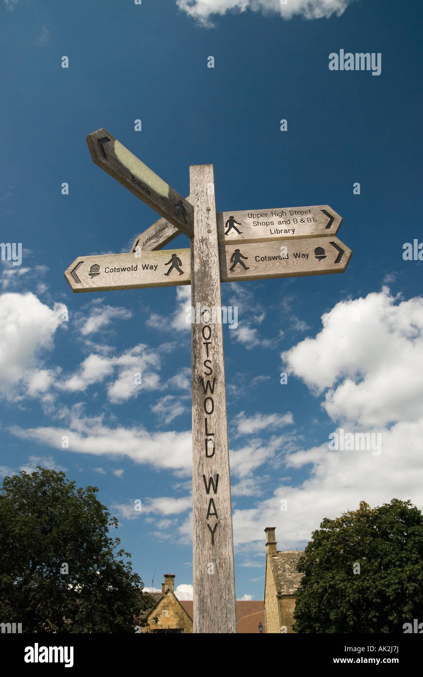 the well known village of broadway in the Cotswold's with sign posts ...