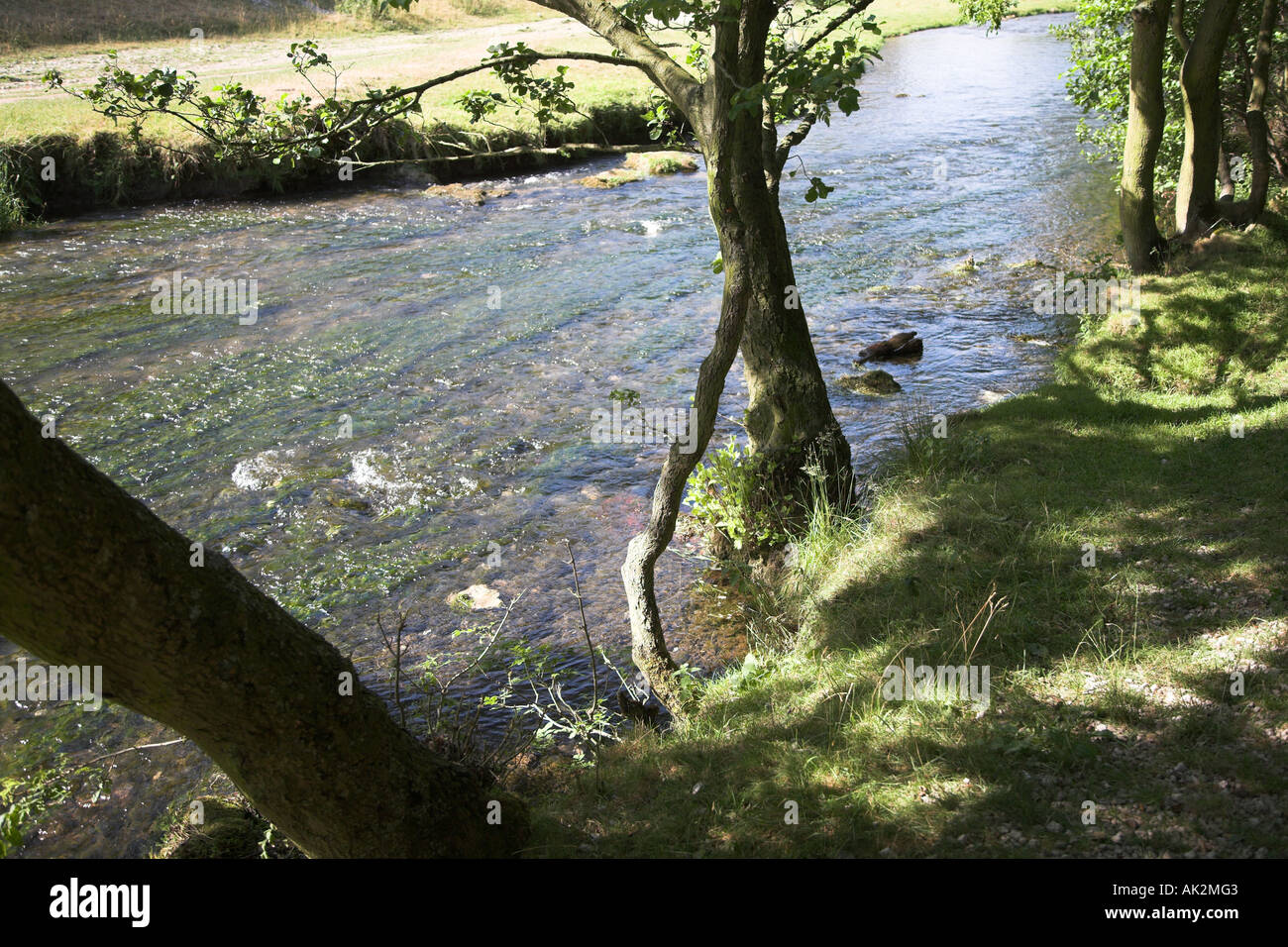 Dovedale, River Dove, limestone valley, Peak District national Park ...