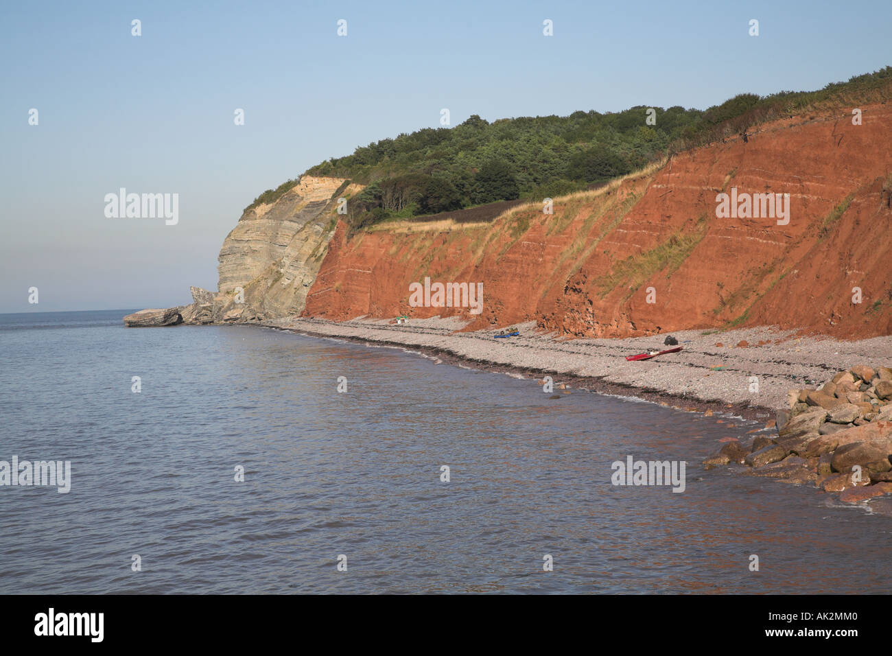 Cliffs and beach Watchet Somerset England Stock Photo - Alamy