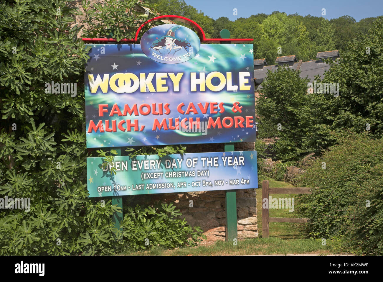 Welcome to Wookey Hole sign , Wookey Hole caves , Somerset, England ...