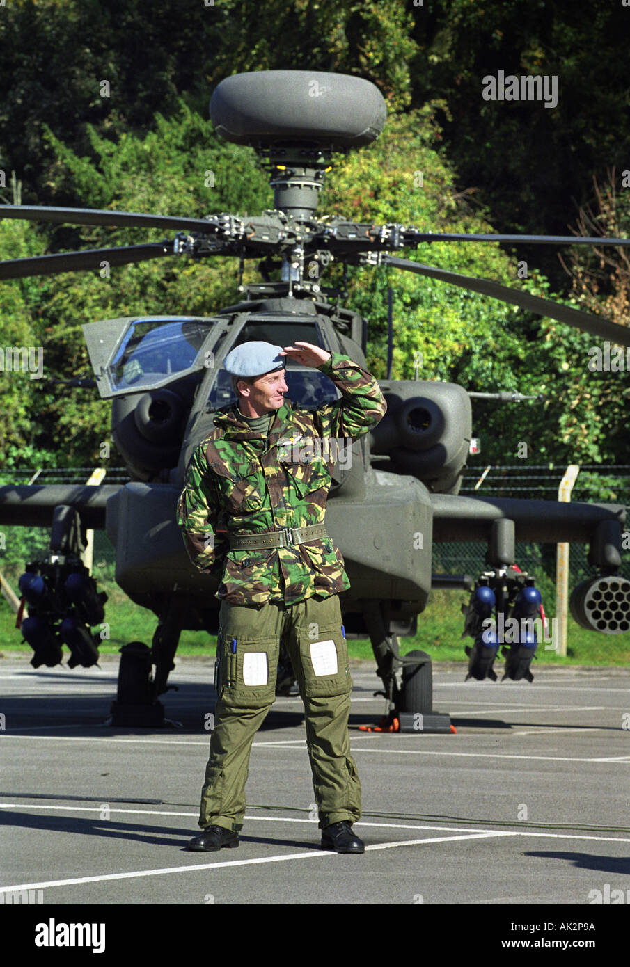 THE ARMY AIR CORPS WITH THE FIRST BRITISH APACHE HELICOPTER AT LAND ...