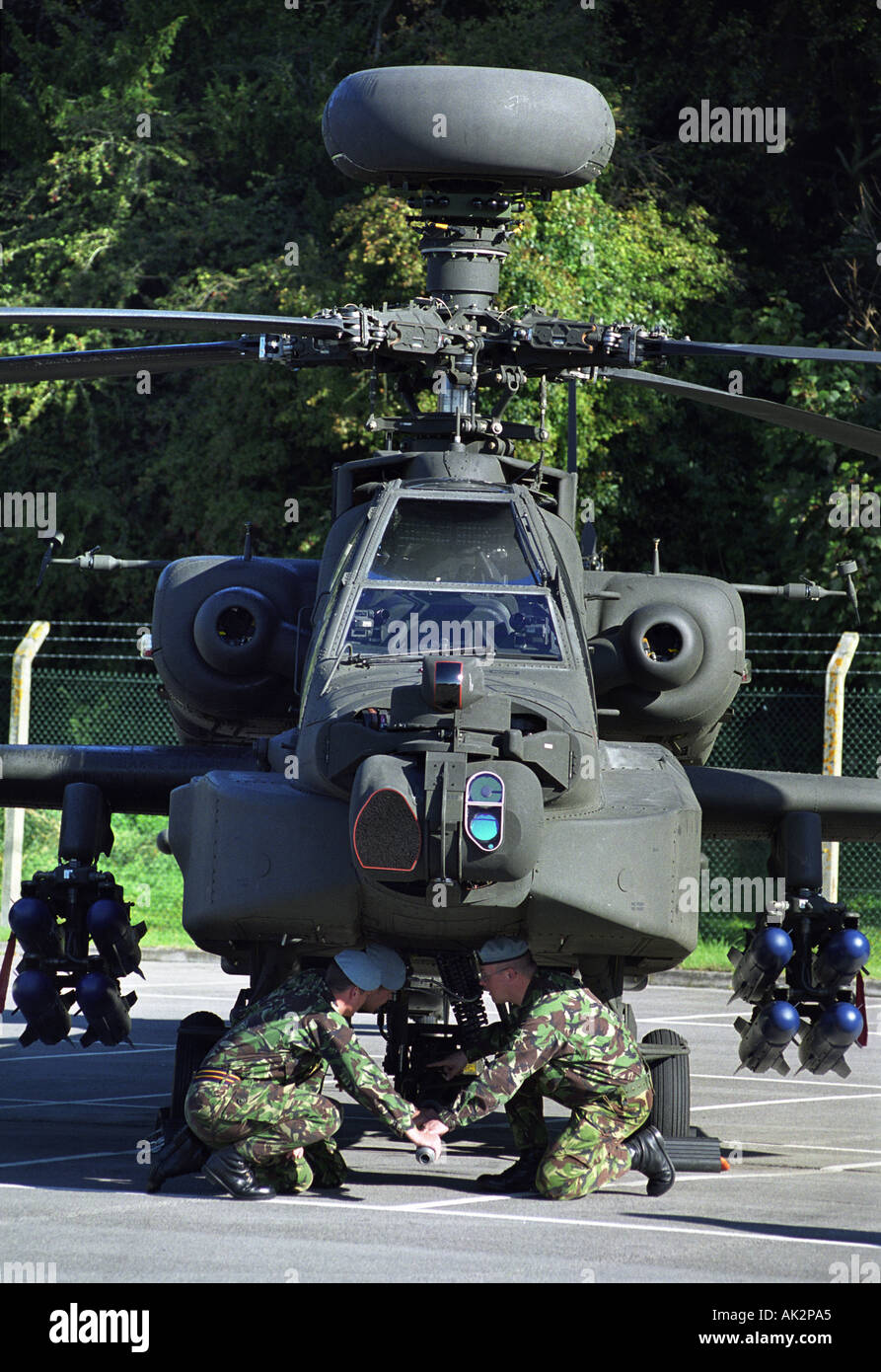 THE ARMY AIR CORPS WITH THE FIRST BRITISH APACHE HELICOPTER AT LAND ...