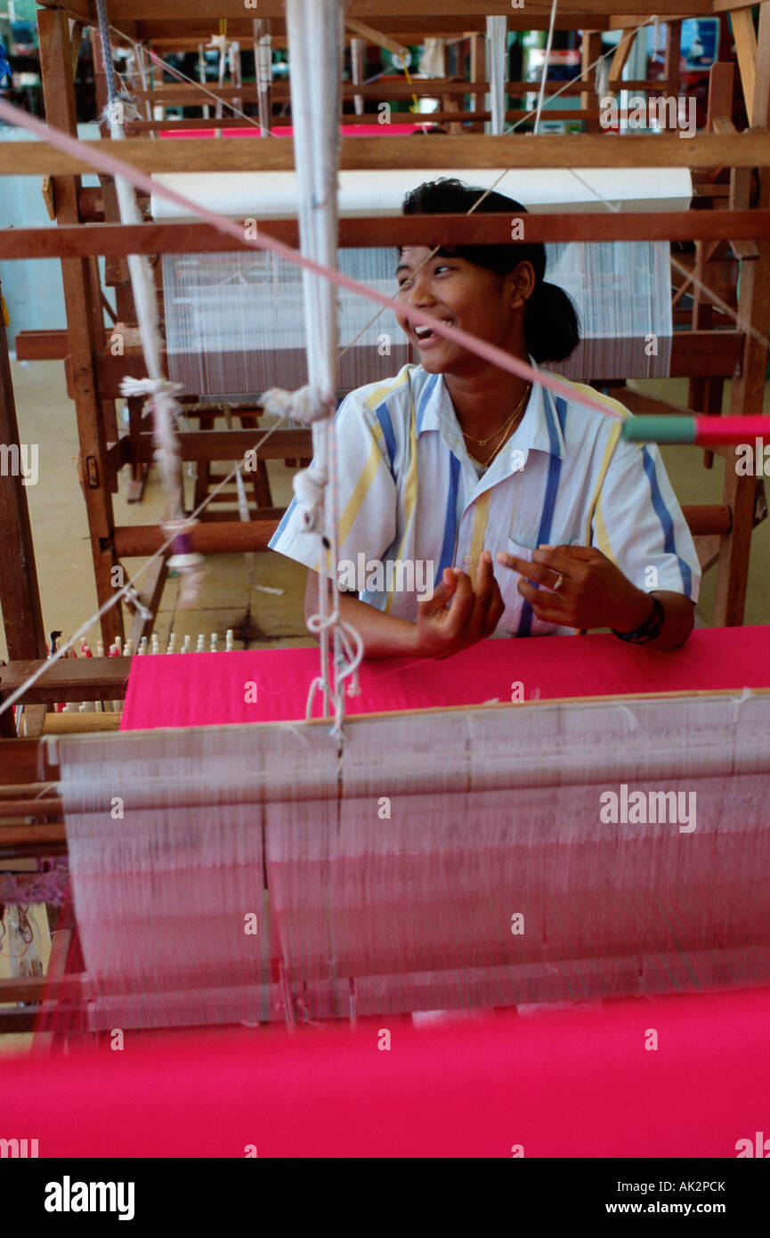 Woman in silk weaving mill Stock Photo - Alamy