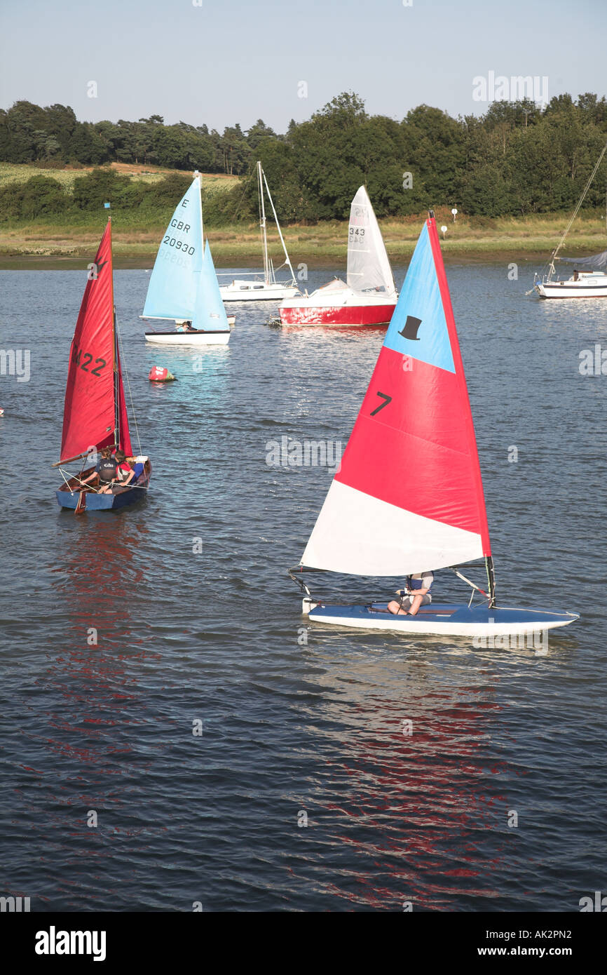 Topper and Mirror sailing dinghy boats River Deben Woodbridge Suffolk ...