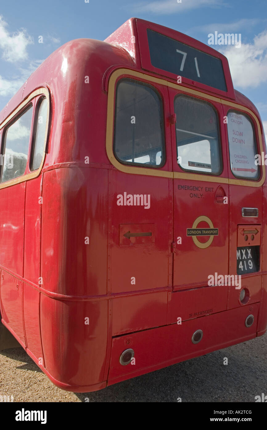 Red London single decker Bus parked at Knebworth House, Knebworth ...