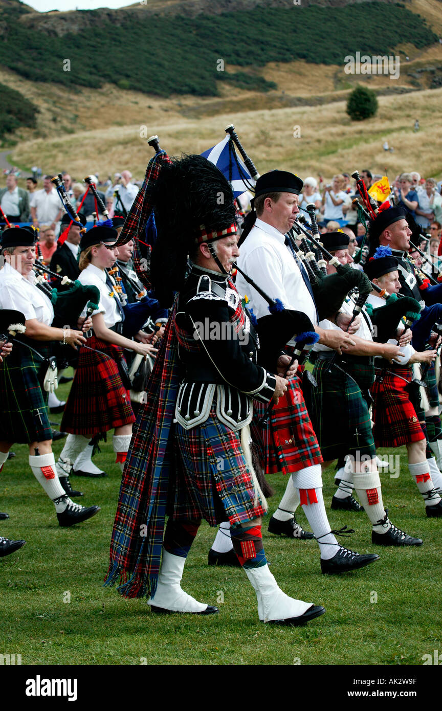 Marching Pipe Band performing during Pipefest 2005, Holyrood Park ...