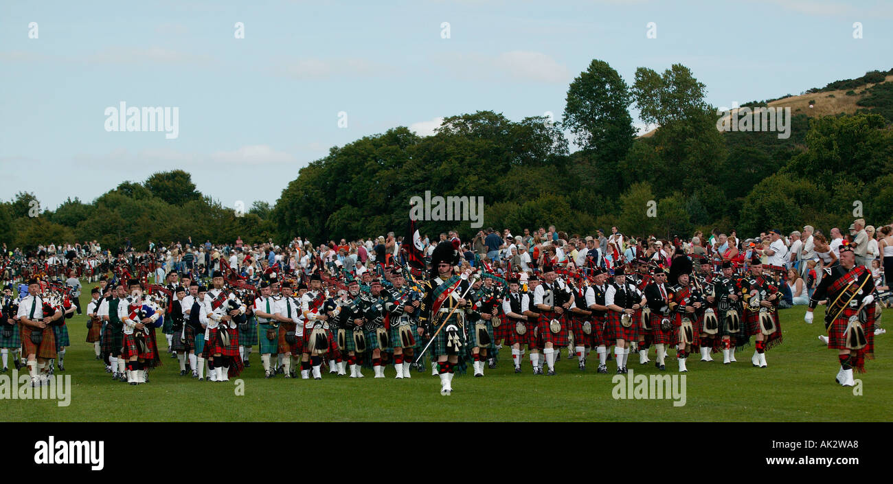 Marching Pipe Band performing during Pipefest 2005, Holyrood Park ...