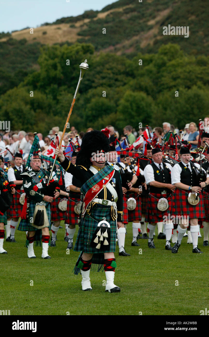 Marching Pipe Band performing during Pipefest 2005, Holyrood Park ...