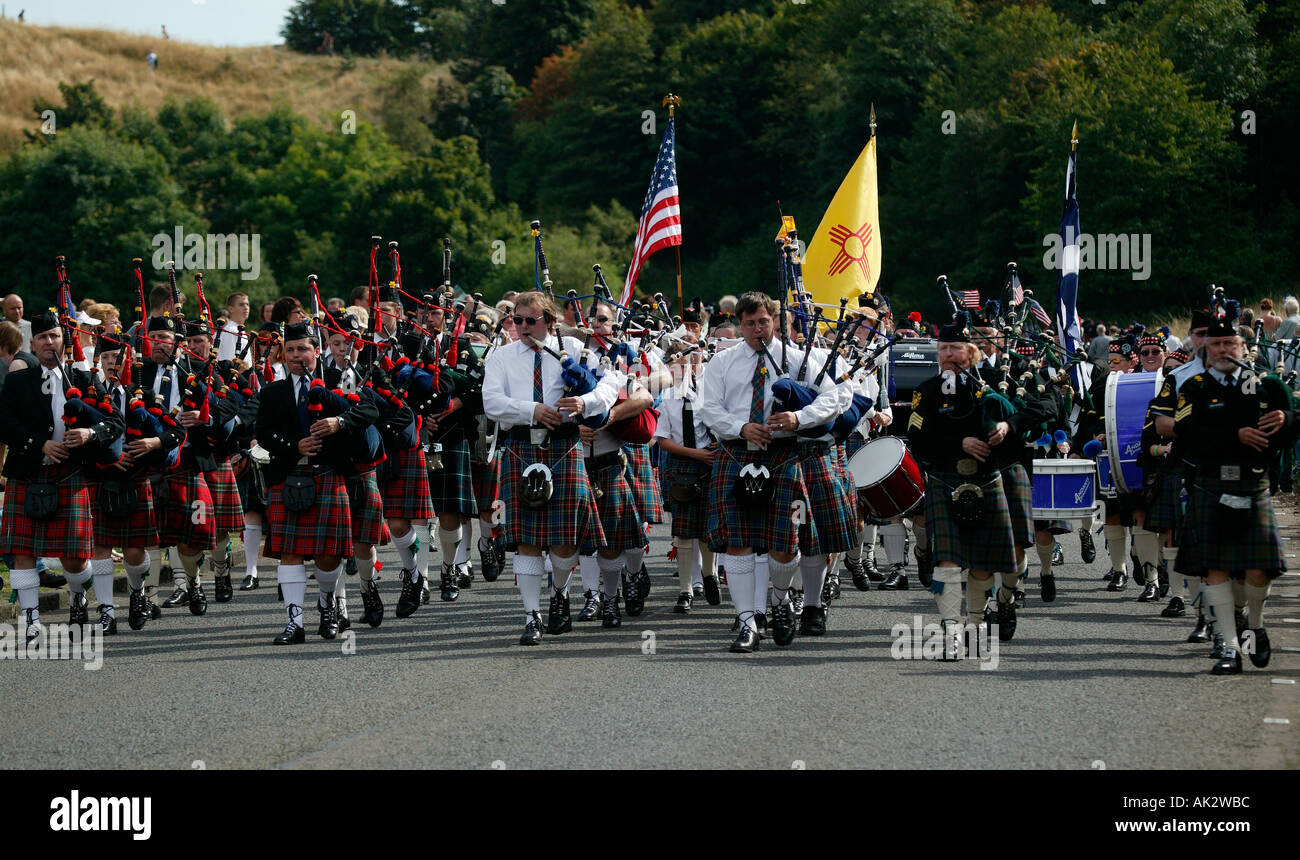 Marching Pipe Band performing during Pipefest 2005, Holyrood Park ...