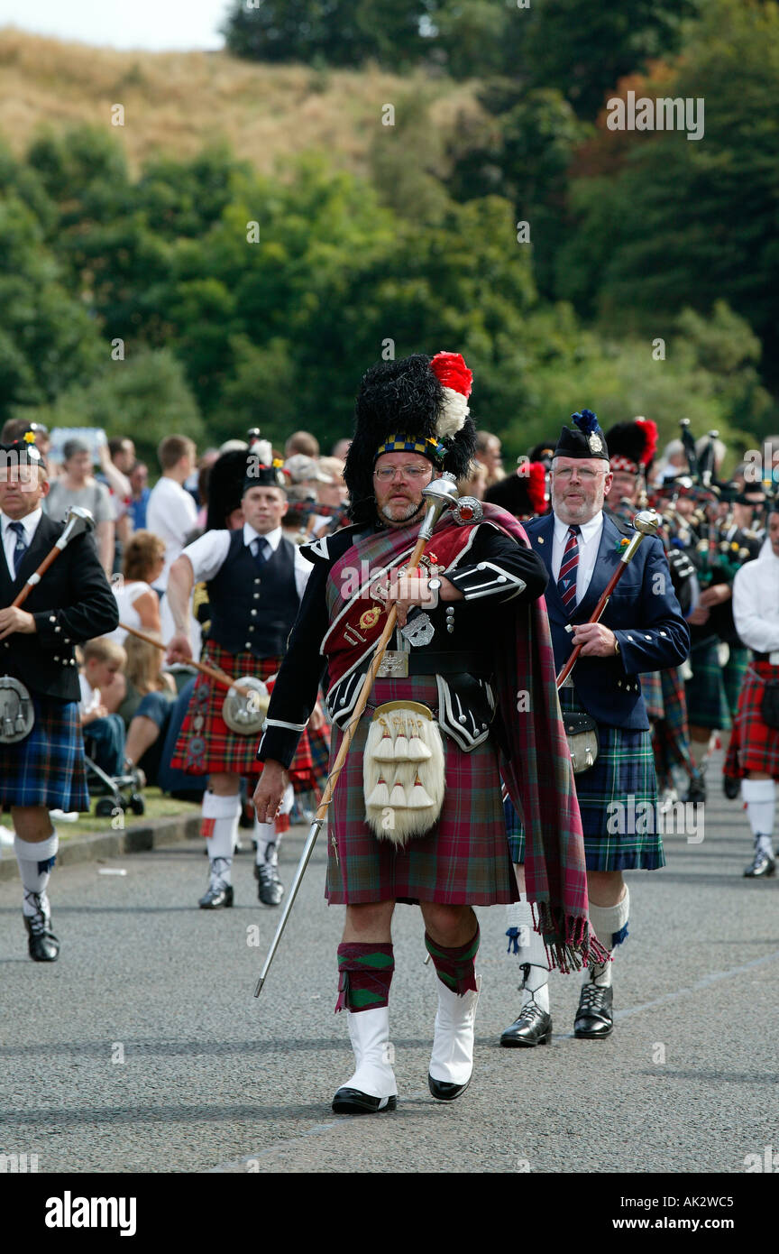 Marching Pipe Band performing during Pipefest 2005, Holyrood Park ...