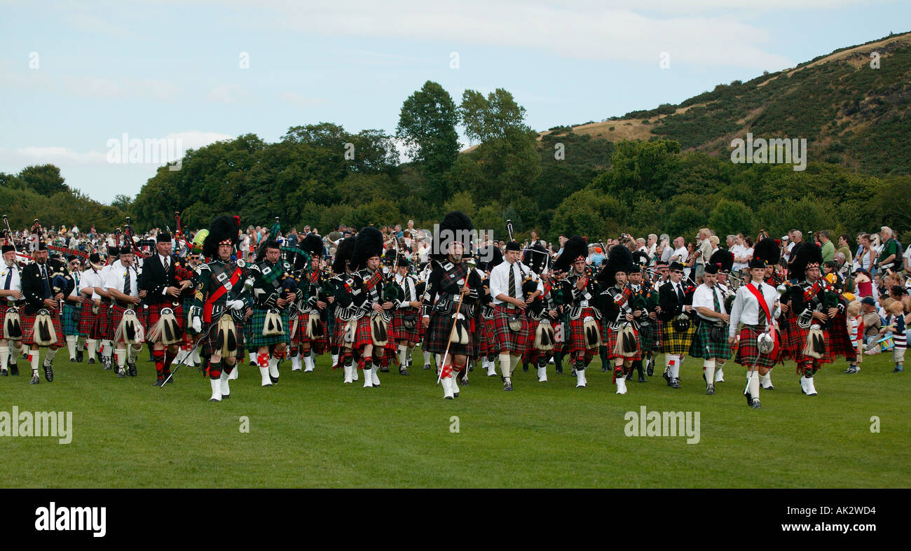 Marching Pipe Band performing during Pipefest 2005, Holyrood Park ...