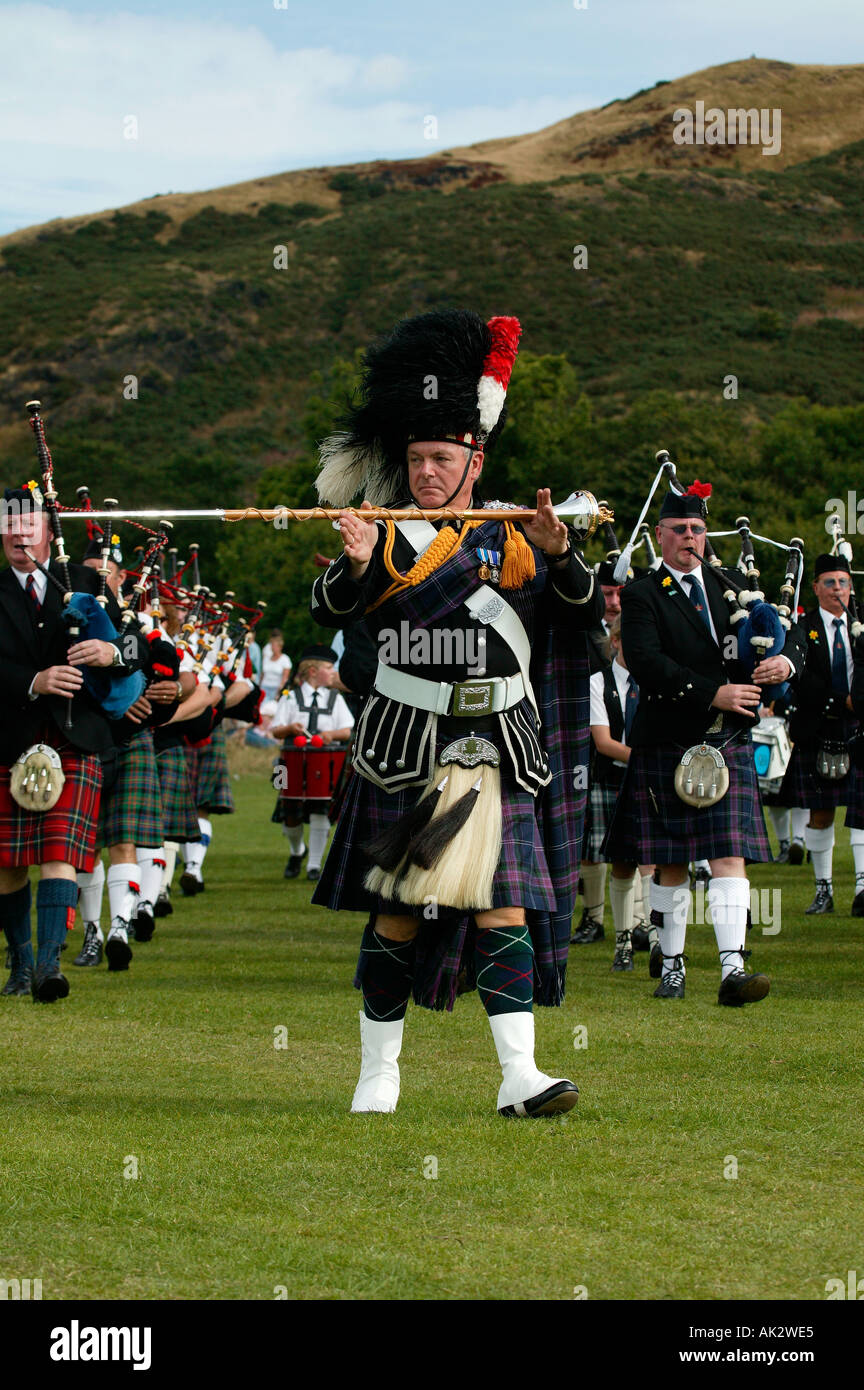 Marching Pipe Band performing during Pipefest 2005, Holyrood Park ...