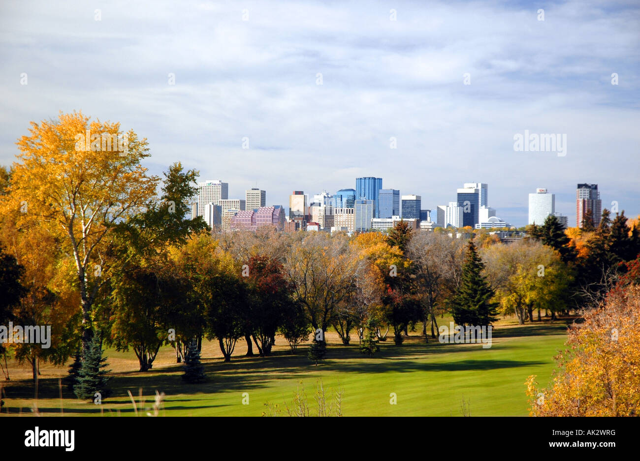 Edmonton downtown overlooking a golf course Stock Photo - Alamy