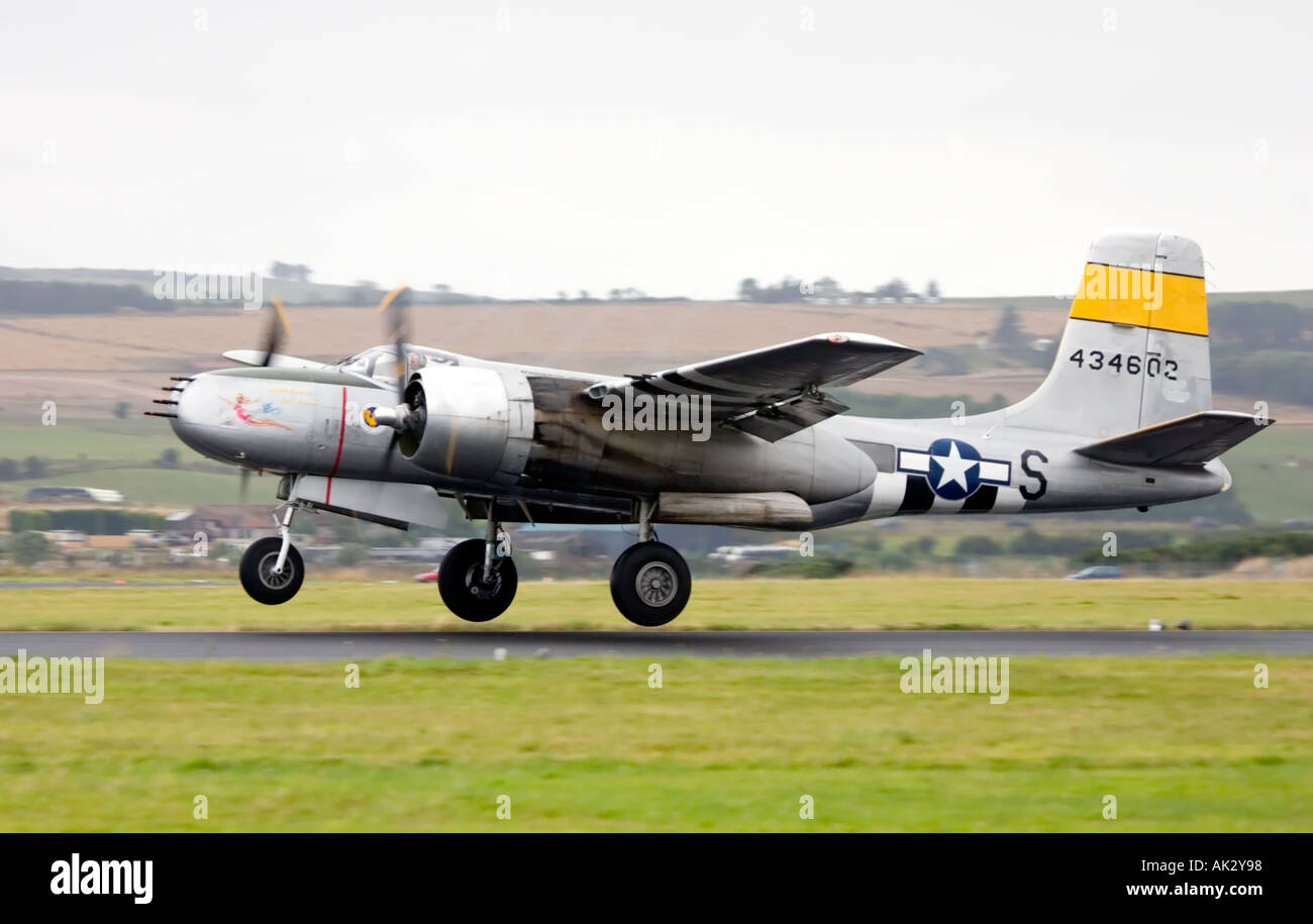 Douglas Aircraft Invader A 26B clears the ground on take off run Stock ...