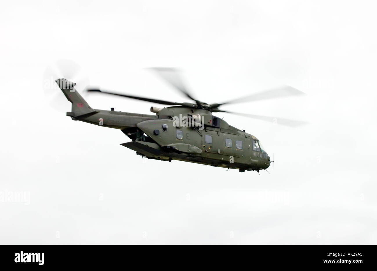 28 Squadron RAF Merlin HC3 helicopter in flight with rear loading door ...