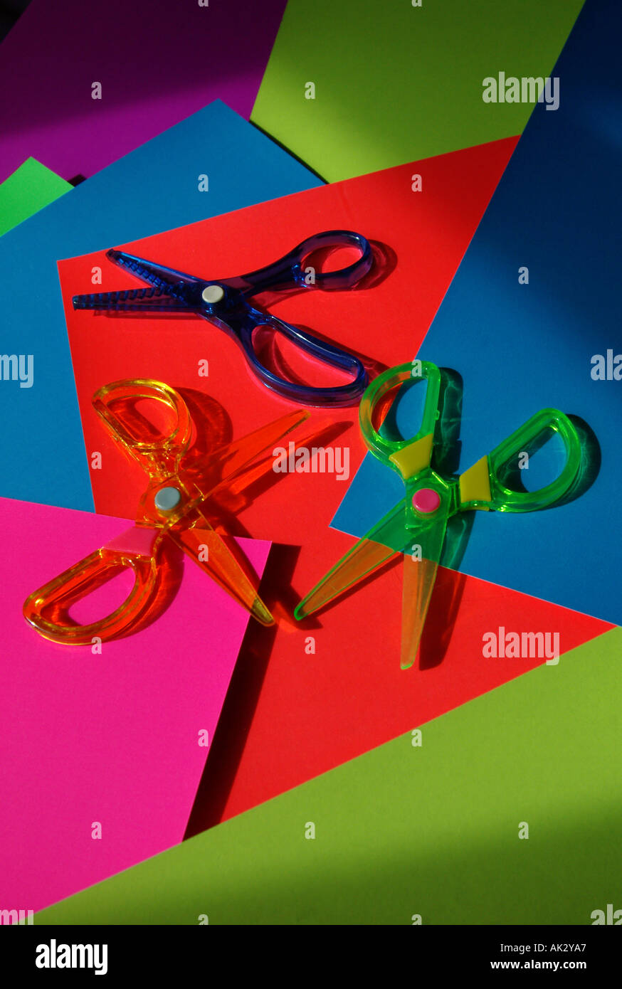Coloured paper and safety scissors Stock Photo - Alamy