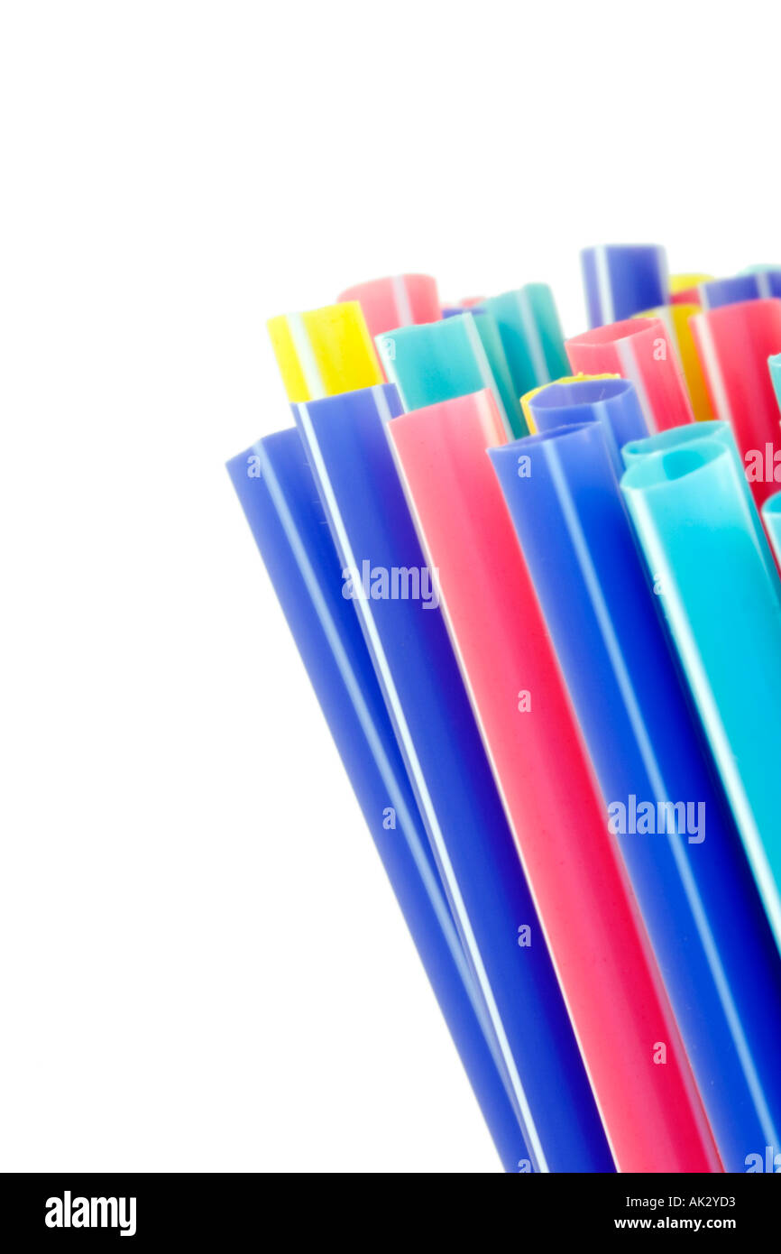 Close up of a bunch of bright multi coloured straws vertical Stock ...