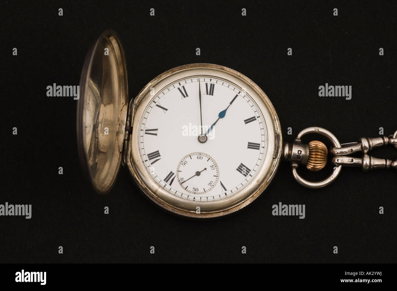 antique fob watch silver chain Stock Photo - Alamy