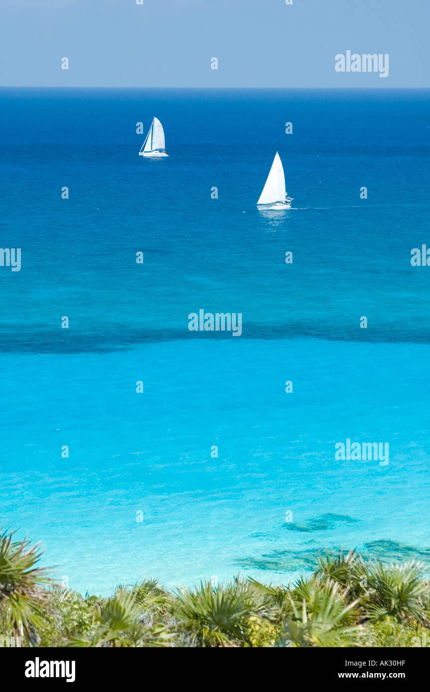 Sailing regatta in the beautiful turquoise waters of Exuma Sound ...