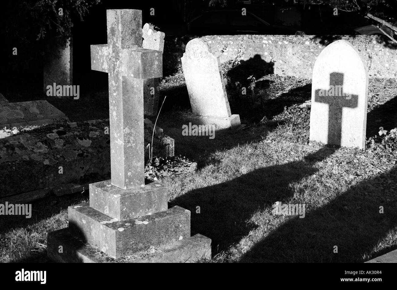 Gravestone at a graveyard Black and White Stock Photos & Images - Alamy