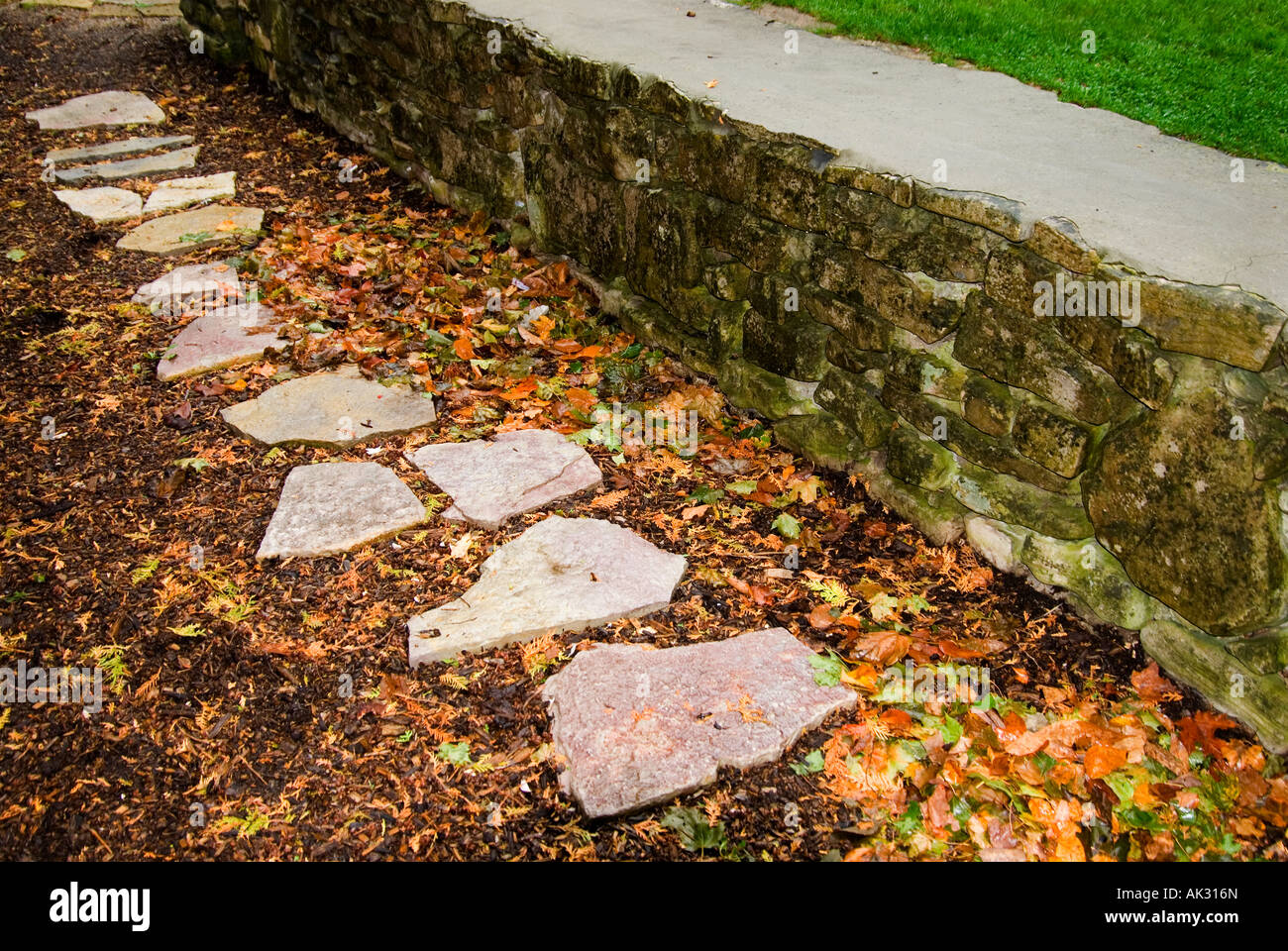 Foot path & Stone Wall Stock Photo - Alamy