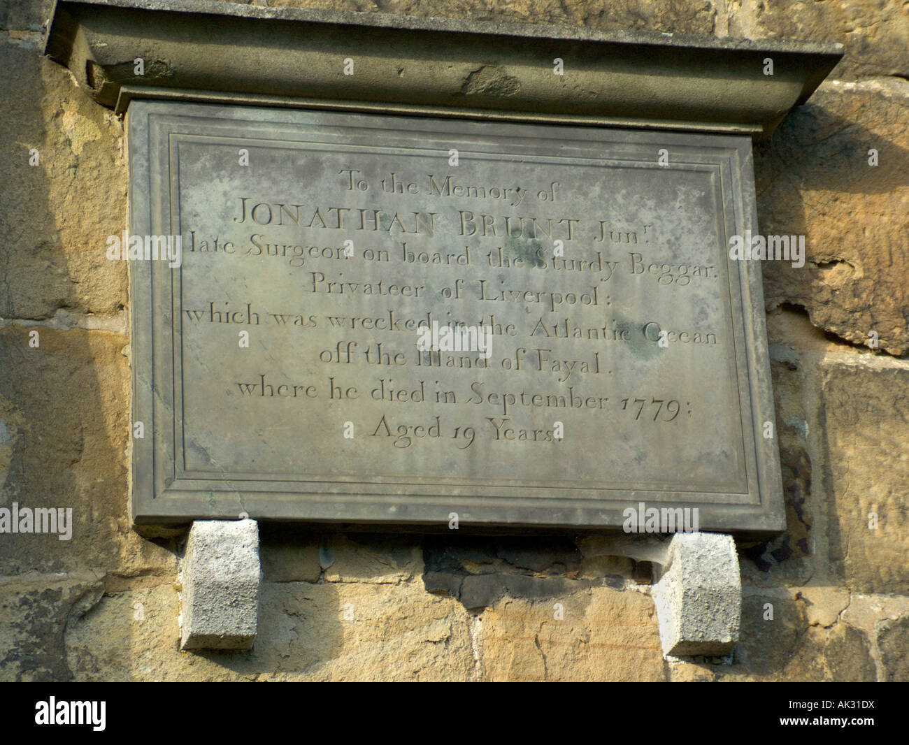 Memorial plaque in memory of Jonathan Brunt, above the entrance to ...