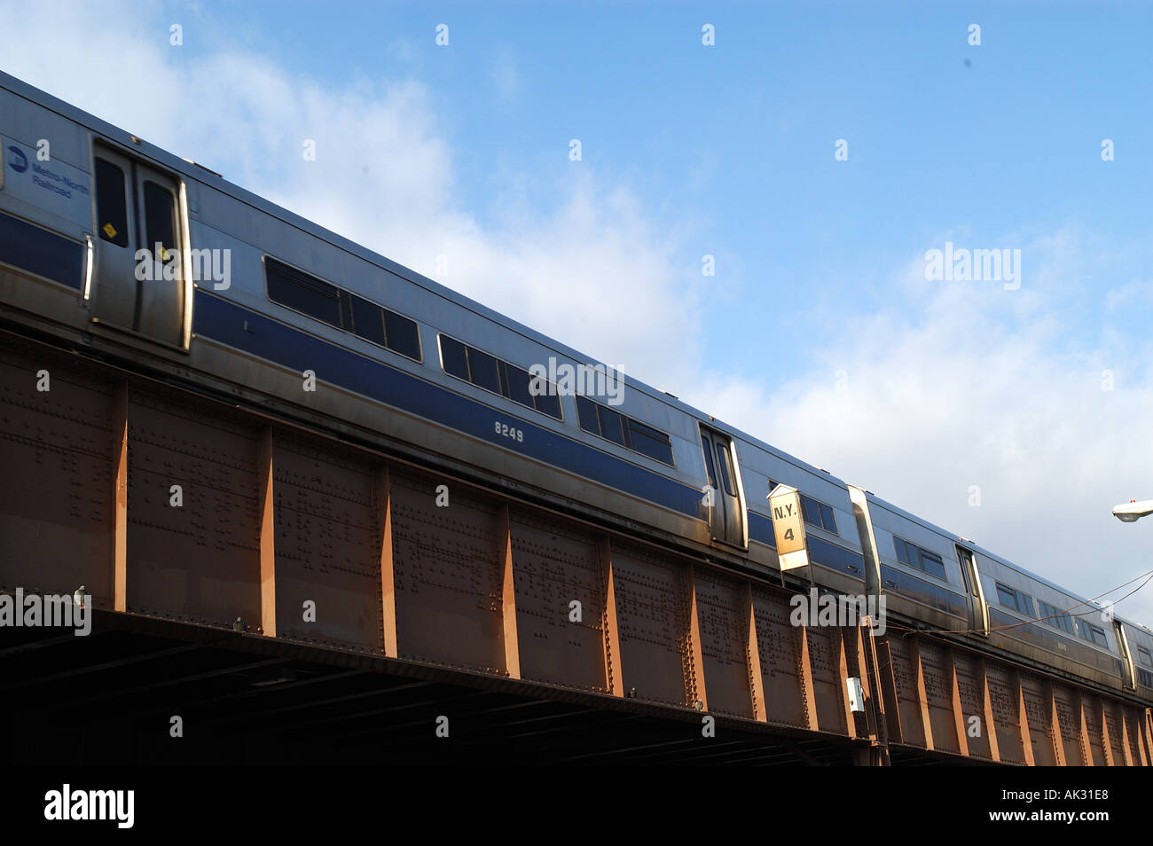 NY Harlem Elevated train subway overpass horizontal Stock Photo - Alamy
