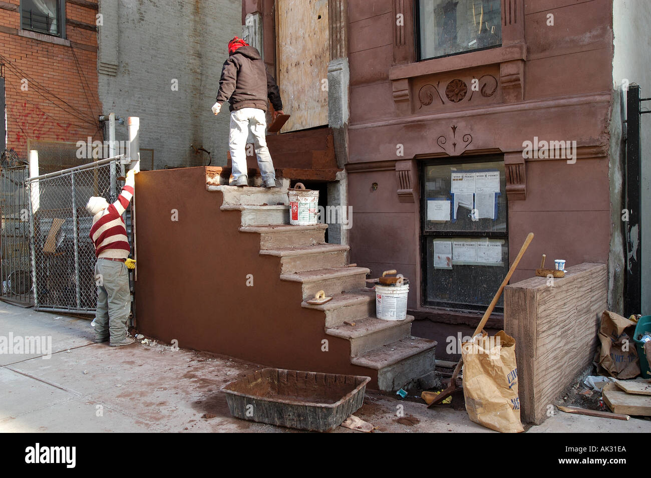 NY Harlem building street scene horizontal Stock Photo - Alamy
