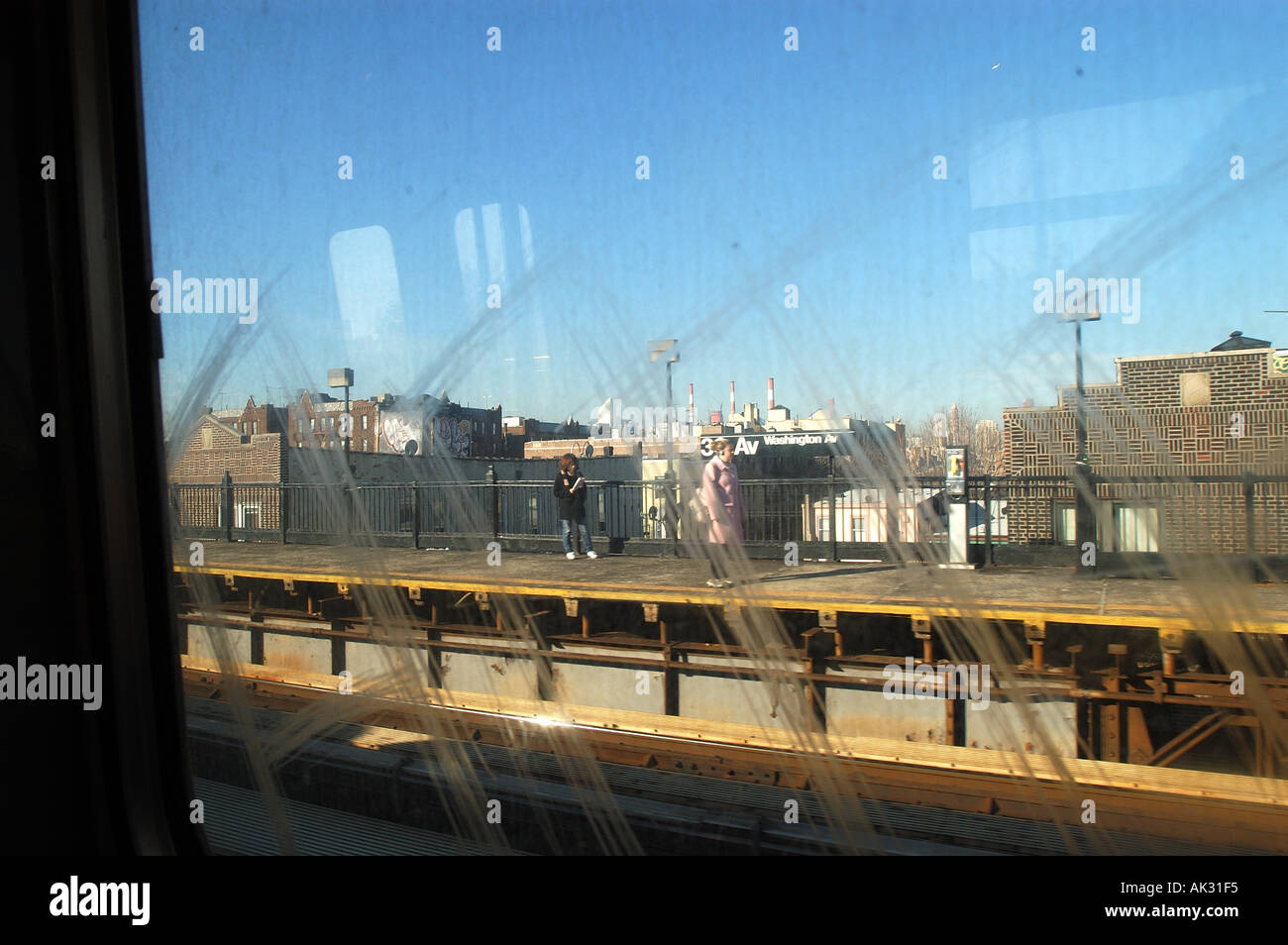 NY Astoria El train subway line Queens Borough horizontal Stock Photo ...