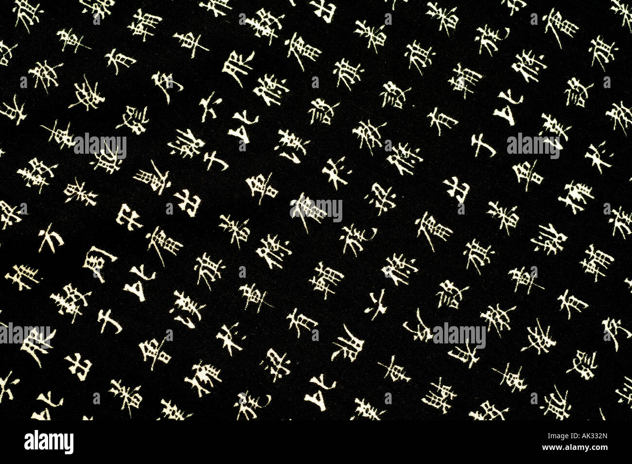 Asia, China. Traditional white Chinese characters on black background ...