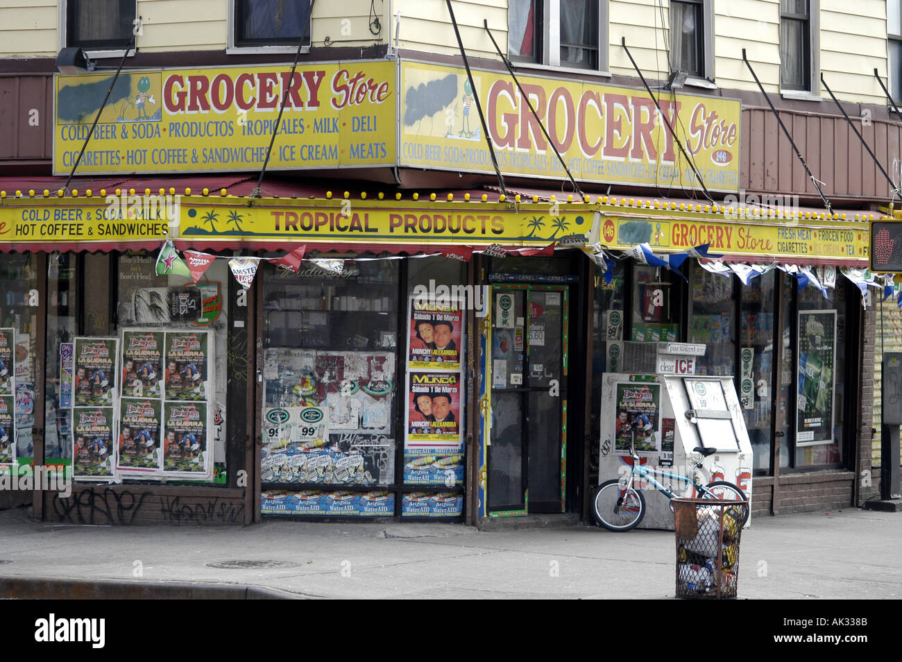 Spanish NY Signs sign Bodega Store shop Grocery street horizontal Stock ...