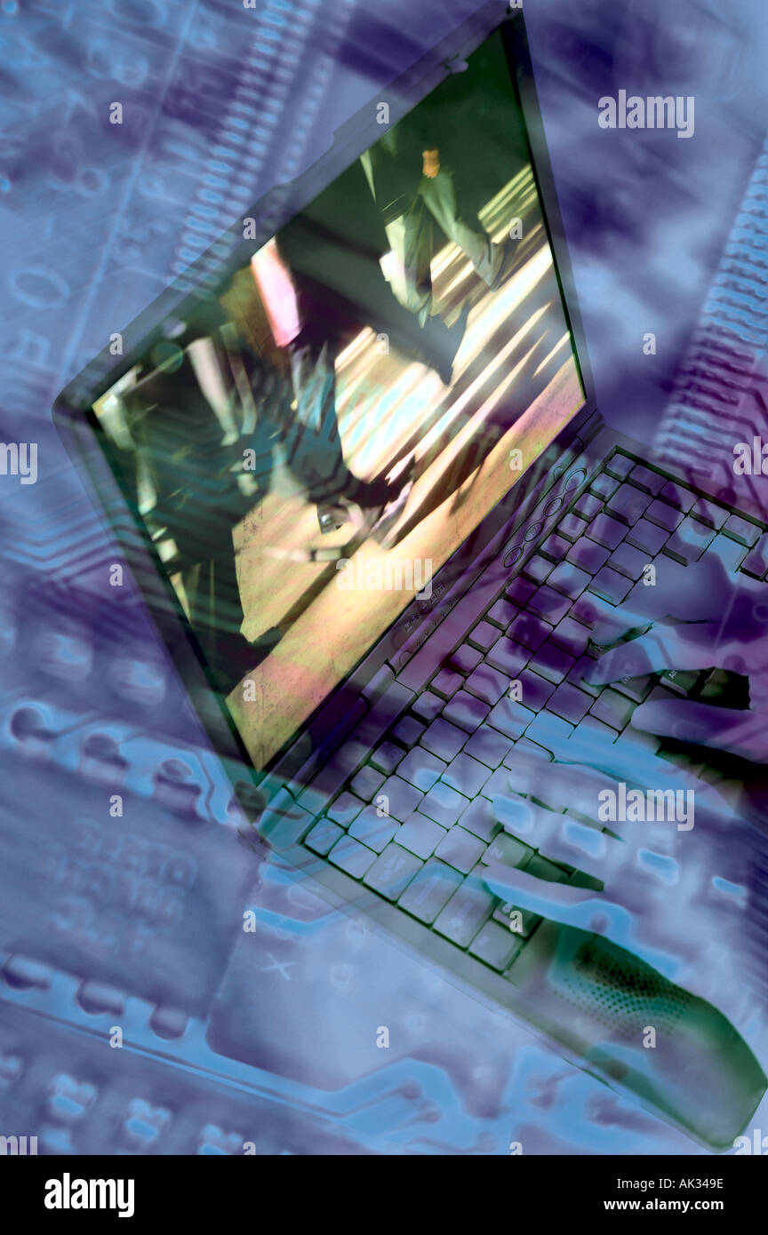 Laptop screen showing people walking Stock Photo - Alamy