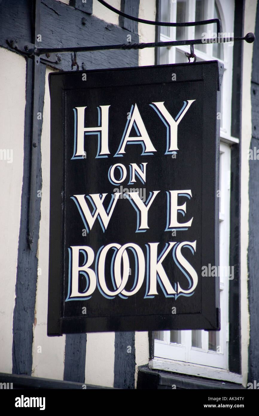 Book Shop Sign Hay on Wye England Stock Photo - Alamy