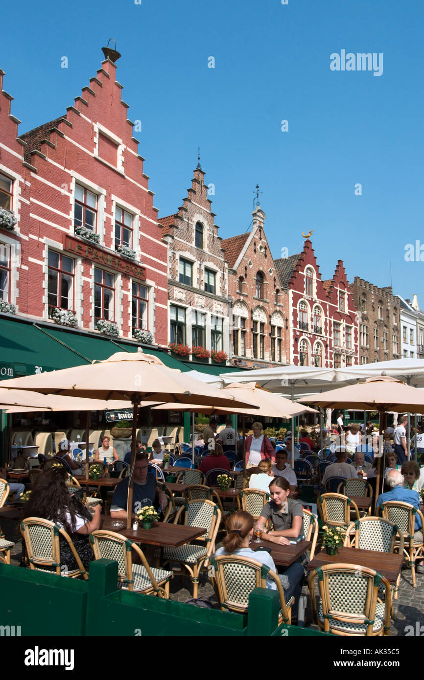 Sidewalk Cafes and Bars in The Markt (Main Square), Bruges (Brugge ...