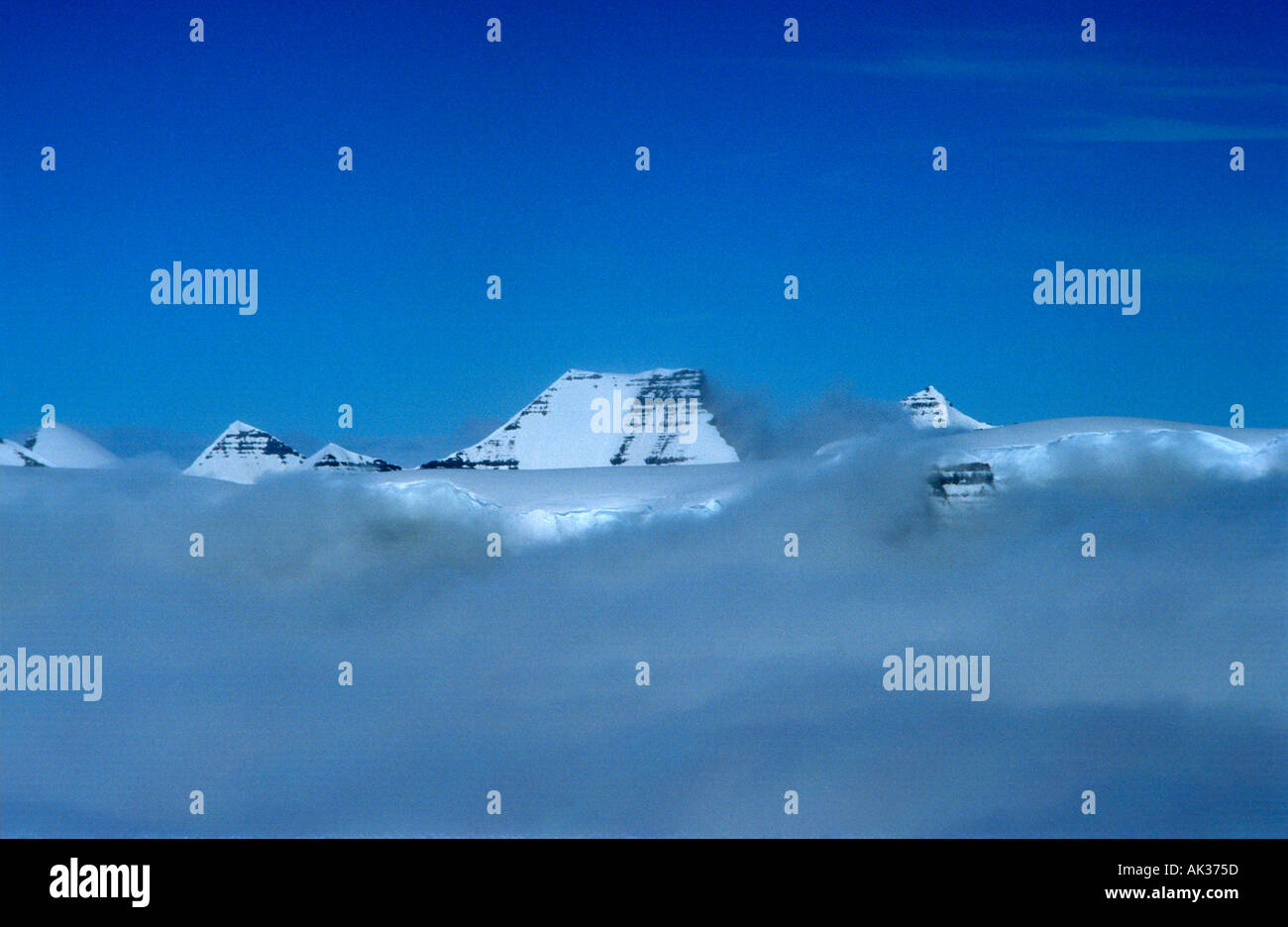 Mountains in the Watkins Range of Greenland seen from the summit of a ...
