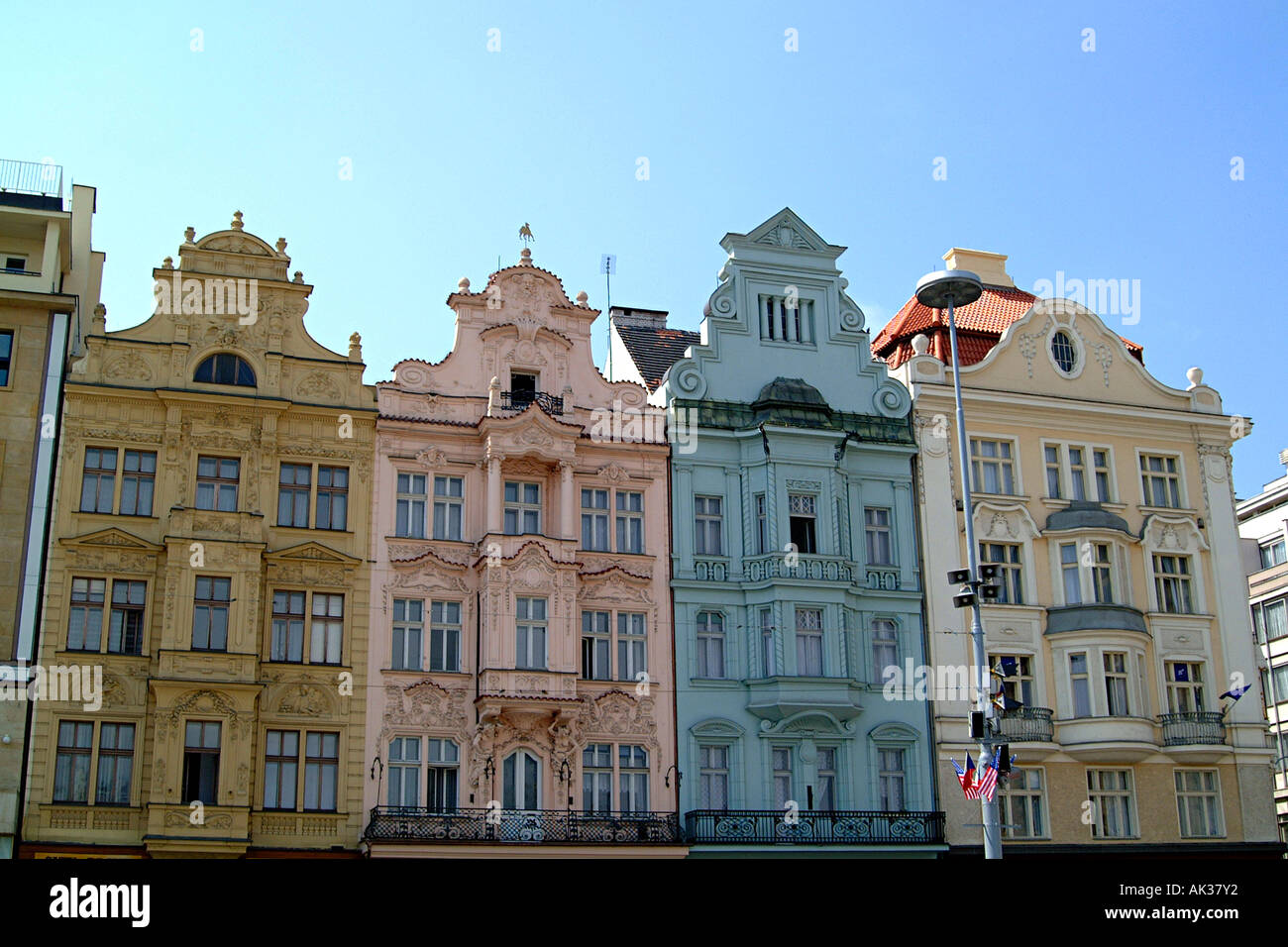 Colourful Baroque buildings in Republic Square (Namesti Republiky ...