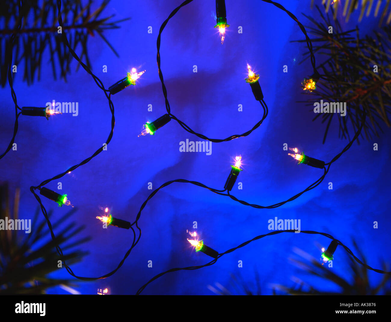 Christmas lights and twilight snow Stock Photo - Alamy