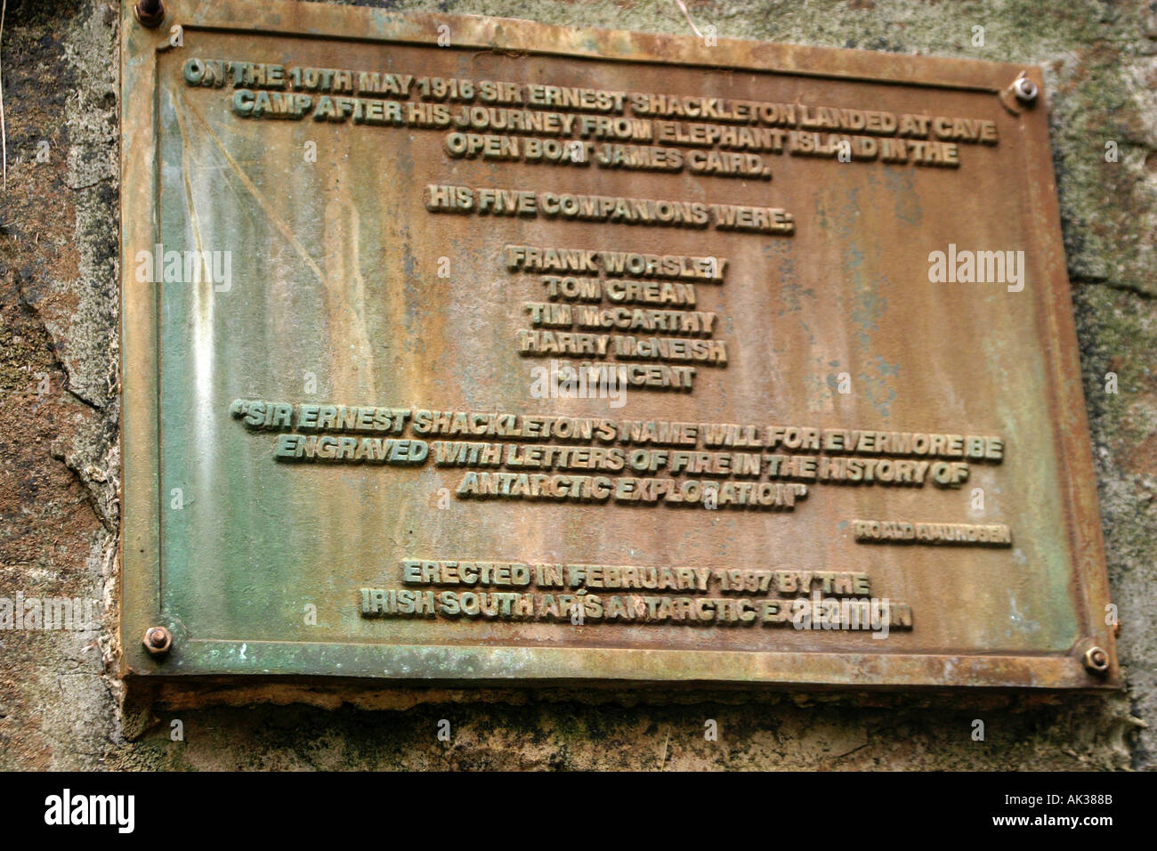 Memorial to Shackleton the great Antarctic Explorer and hero on South ...