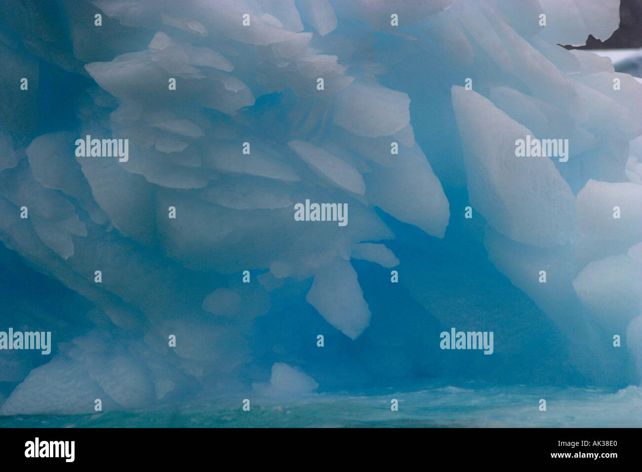 Exquisitely beautiful turquoise blue color of an Antarctic sculptural ...