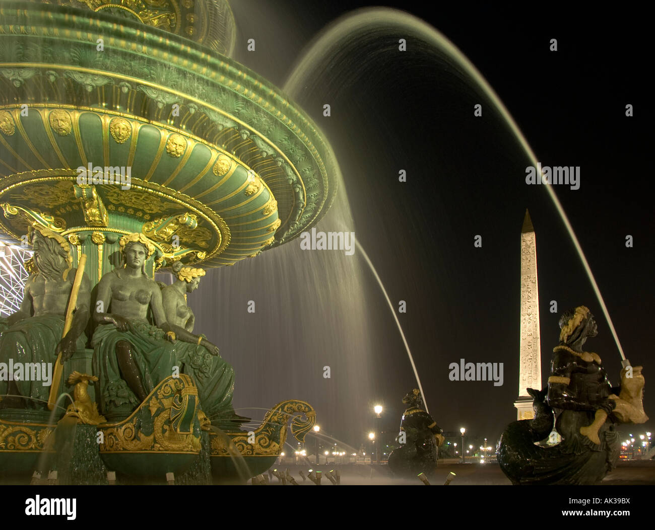 Paris, Place de la Concorde by night Stock Photo - Alamy