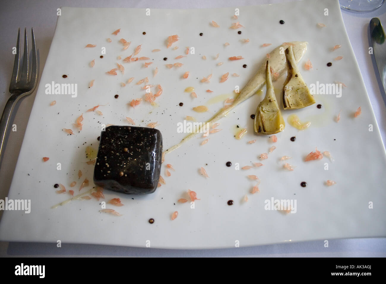 Salmon Poached with Licorice at The Fat Duck Restaurant in Bray Stock ...