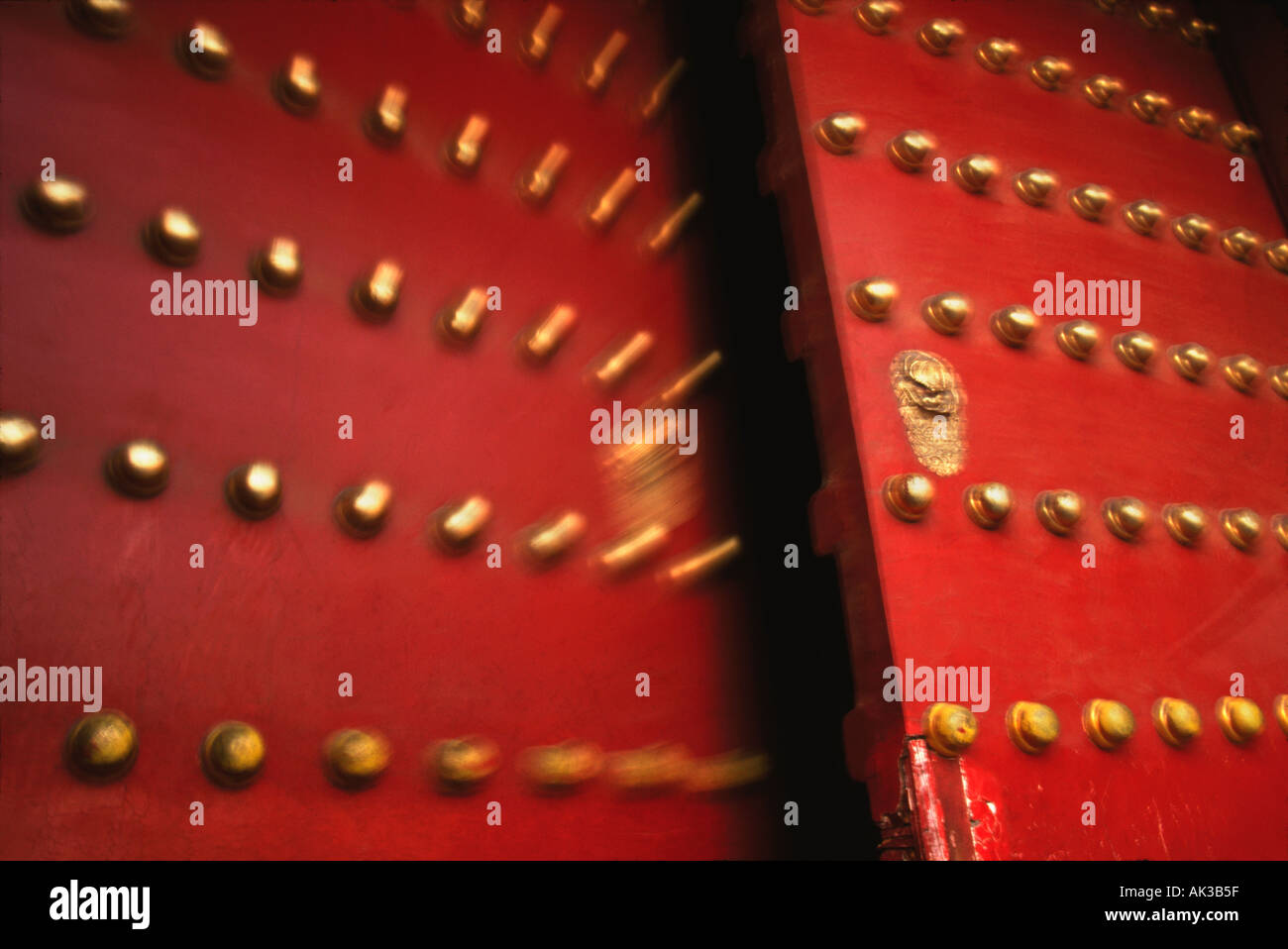Ancient red gate at Forbidden City blurred Beijing China Stock Photo ...